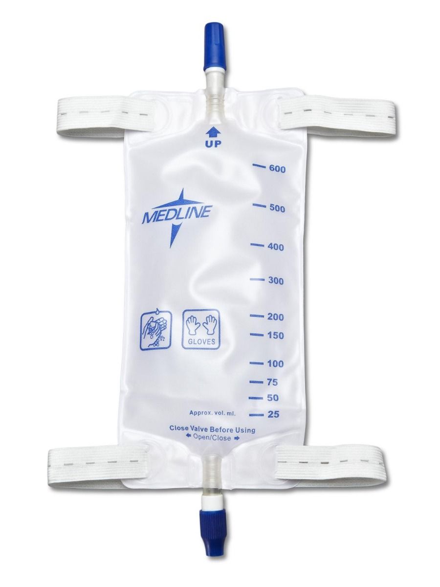Medline DYND12574 Urinary Leg Drain Bags with Elastic Straps Twist ...